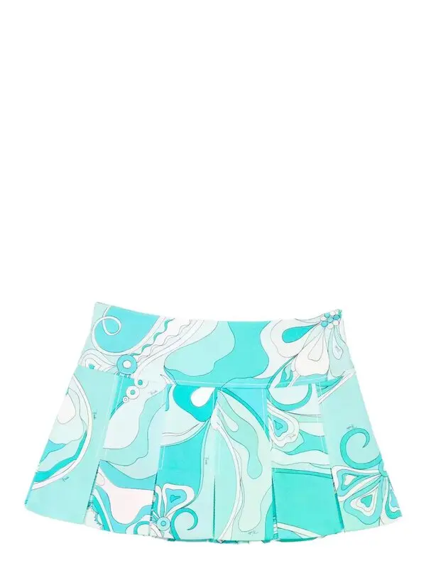 Emilio Pucci Printed Pleated Mini Skirt - Blue