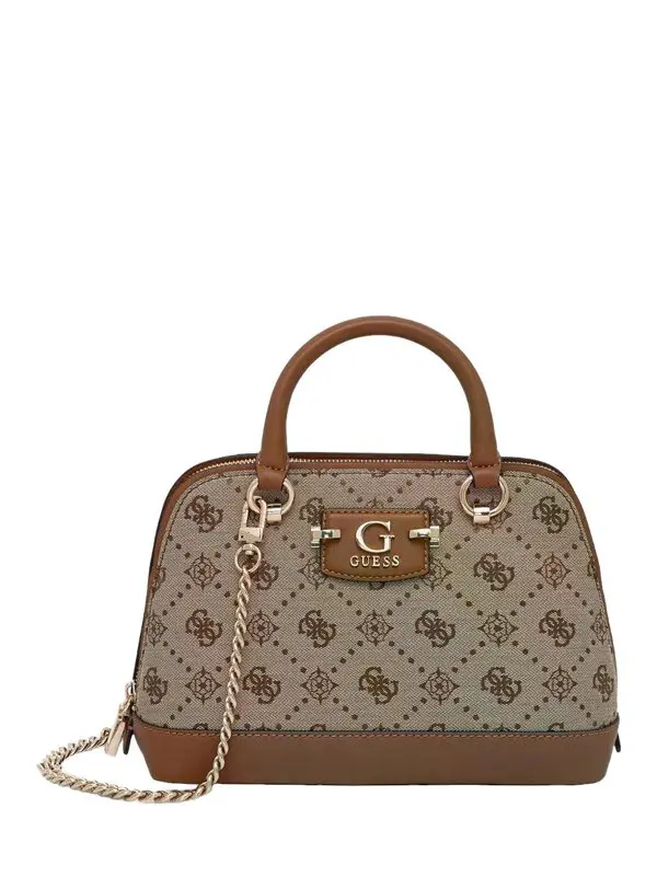 Guess Monogram Satchel With Chain Detail - Neutrals