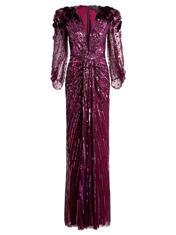Jenny Packham Xenia Sequin-embellished Maxi Dress - Purple