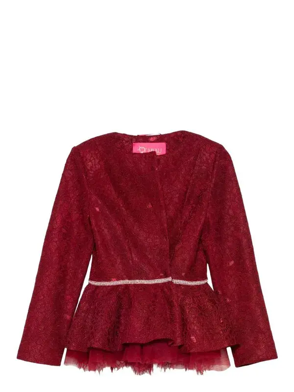 MIAU BY CLARA ROTESCU Arlet Embellished Lace Jacket - Red