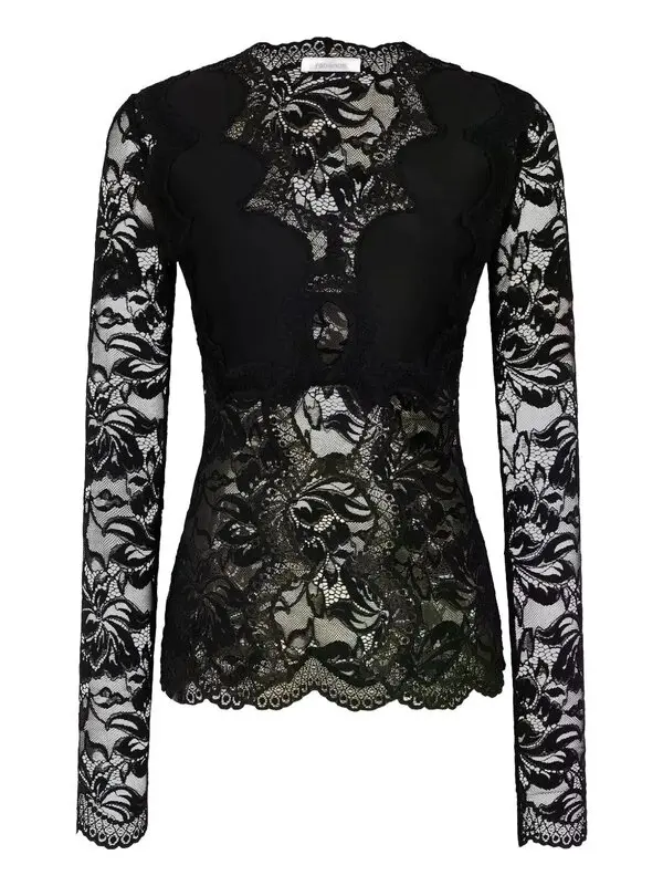 Rabanne Lace Long-sleeve Blouse - Black