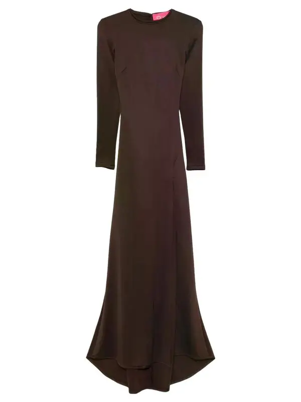MIAU BY CLARA ROTESCU Long-sleeve Front-slit Dress - Brown
