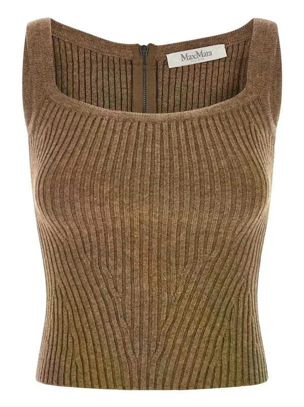 Max Mara Aretusa Ribbed-knit Tank Top - Brown