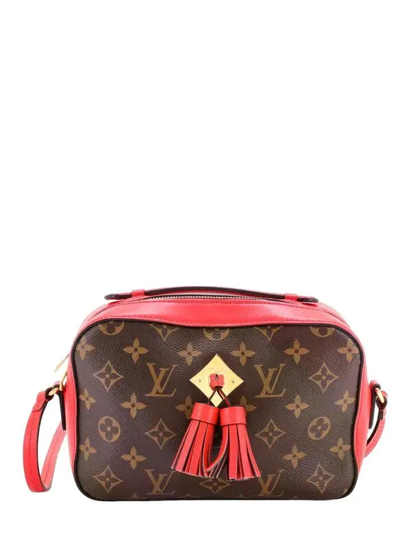 LOUIS VUITTON Saintonge Handbag Monogram Canvas With Leather Crossbody Bag - Red