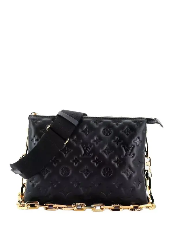 LOUIS VUITTON Coussin Pm Crossbody Bag Monogram Embossed Lambskin - Black