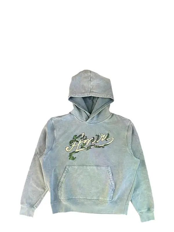 Amiri Logo-print Filigree-detail Hoodie - Grey