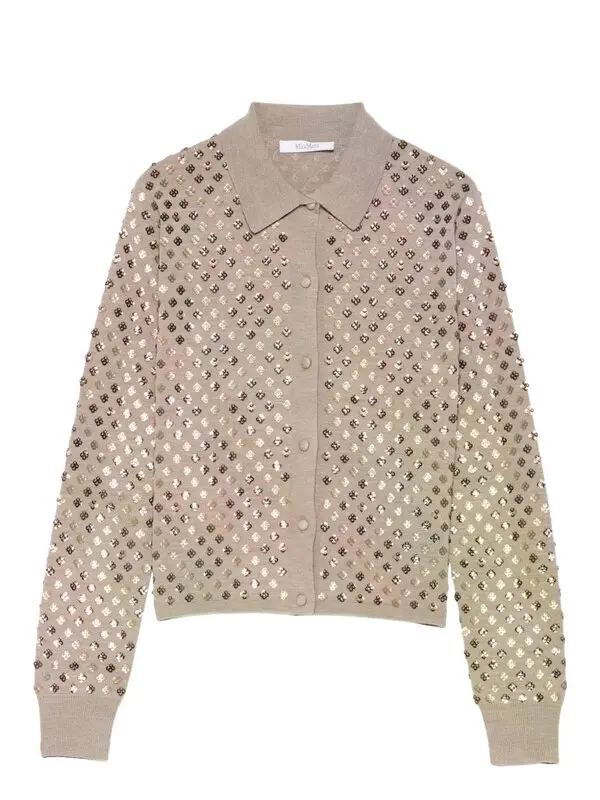 Max Mara Embellished Collared Cardigan - Brown