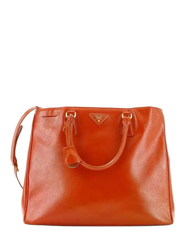 Prada Gardener's Vernice Saffiano Leather Large Tote Bag - Orange