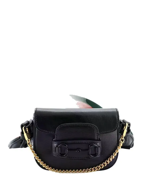 Gucci Horsebit 1955 Flap Wallet With Strap - Black