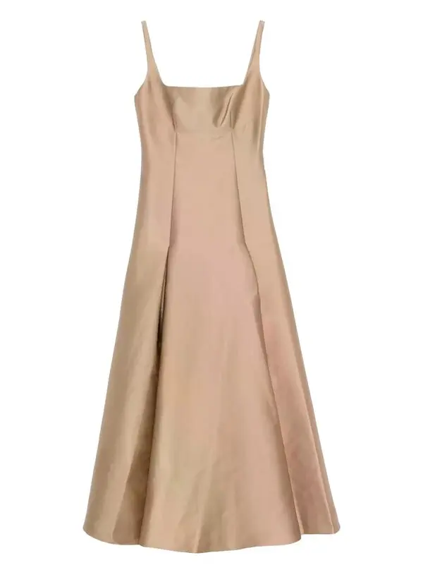 Roland Mouret Square-neck Pleated Maxi Dress - Gold