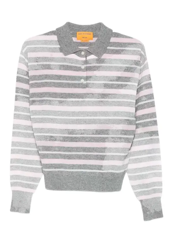 Guest In Residence Collegiate Stripe Polo Top - Grey