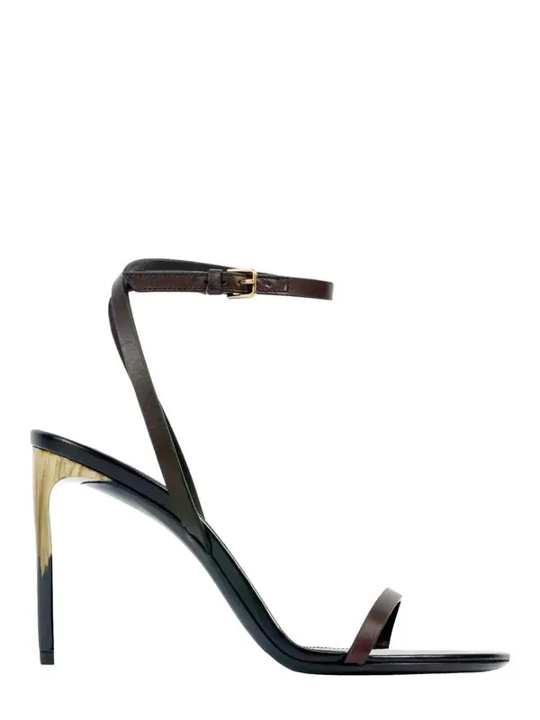 Saint Laurent Ankle-strap Heeled Sandals - Brown