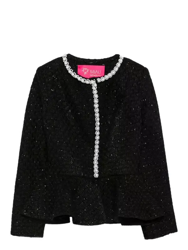 MIAU BY CLARA ROTESCU Embellished Peplum Jacket - Black