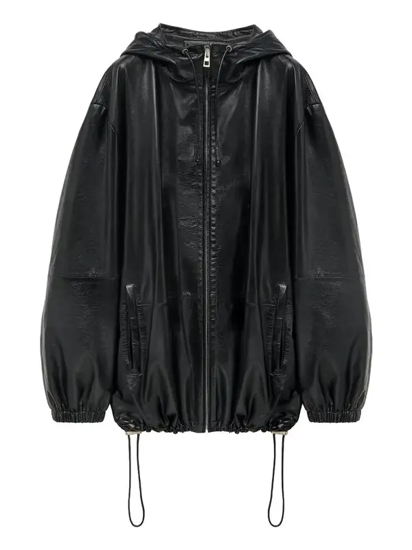 Loewe Zip Closure Hooded Jacket - Black