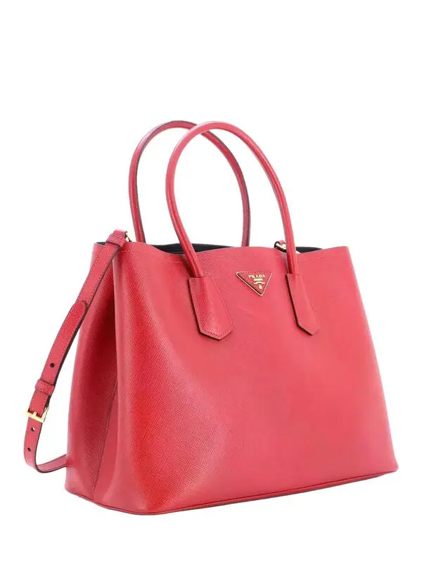 Prada Cuir Double Saffiano Leather Medium Tote Bag - Red