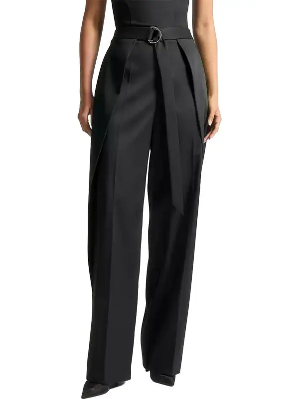 Manière De Voir Sateen Trousers With D-ring Belt - Black
