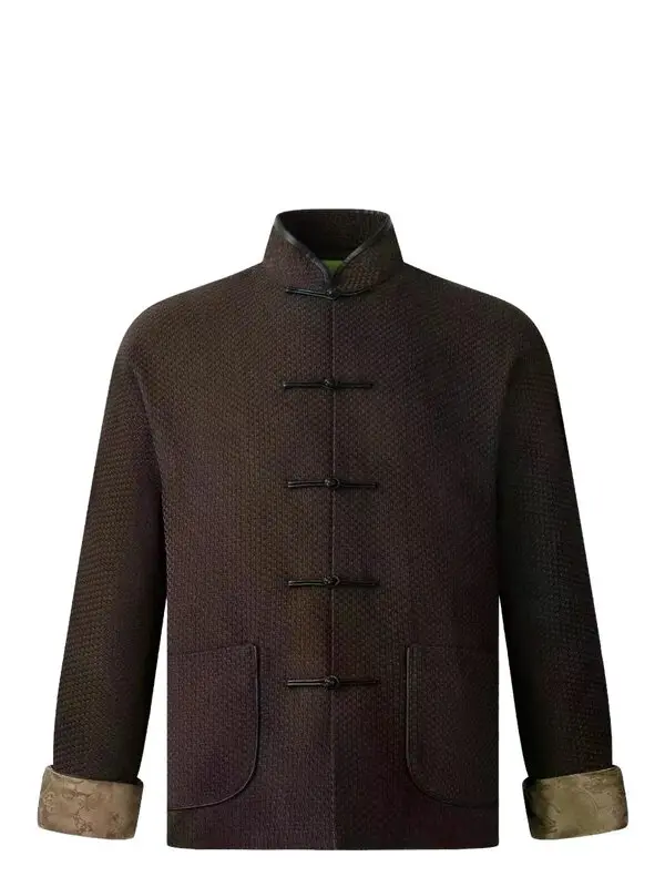 Shanghai Tang Textured Jacket With Frog-button Fastening - Brown