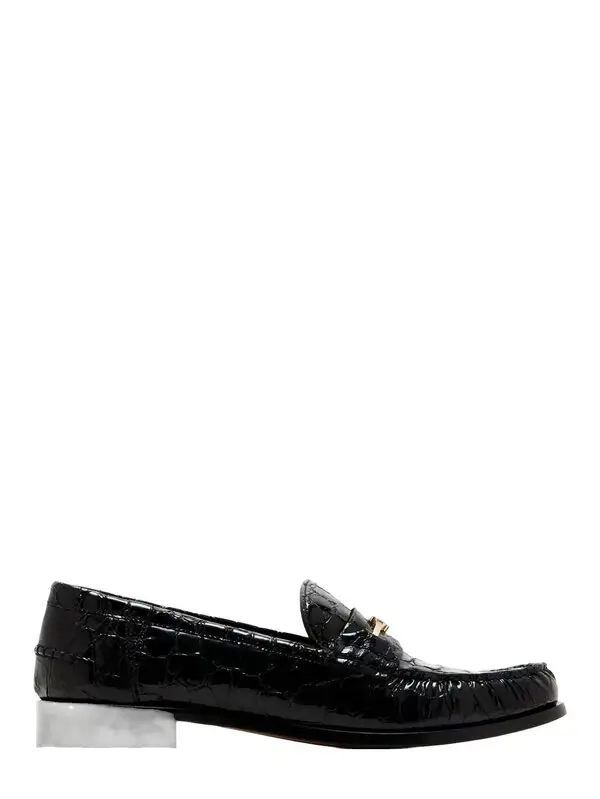 FERRAGAMO Croc-effect Loafers - Black