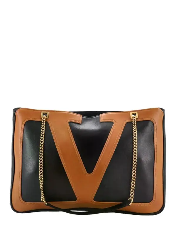 Valentino Garavani Viva Superstar Chain Leather Medium Tote Bag - Black