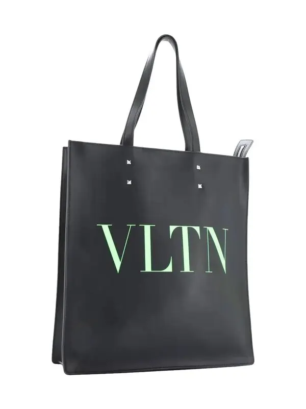 Valentino Garavani Vltn Rockstud Printed Leather Tall Tote Bag - Black