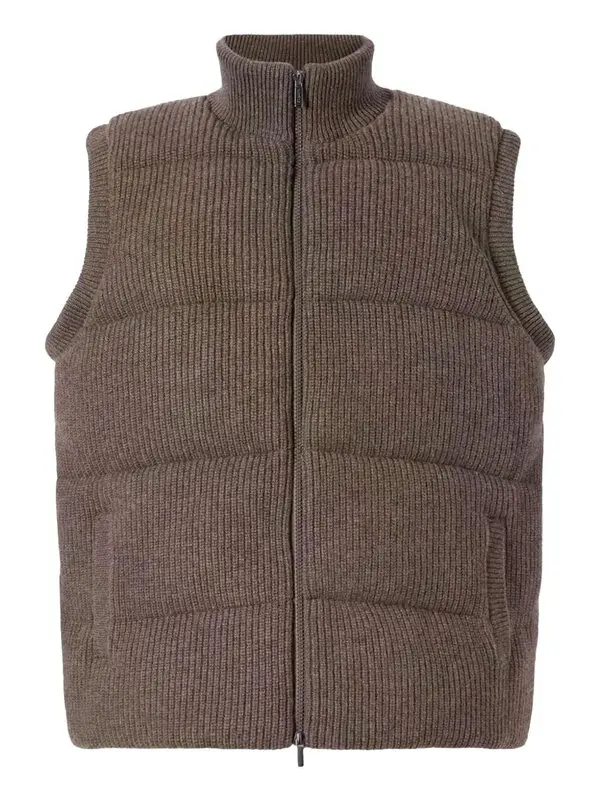 MC2 SAINT BARTH Ribbed Knit Gilet - Brown