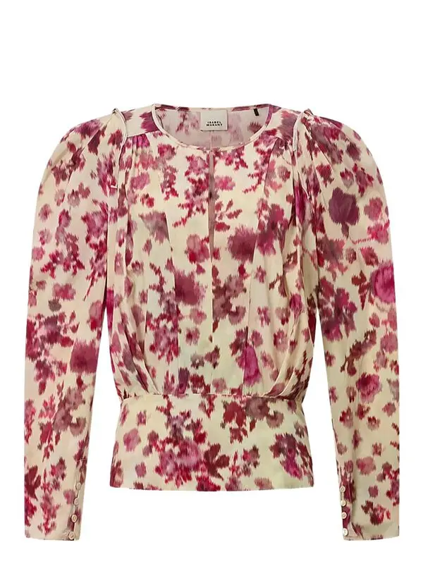 Isabel Marant Floral Silk Zarga Top - Neutrals