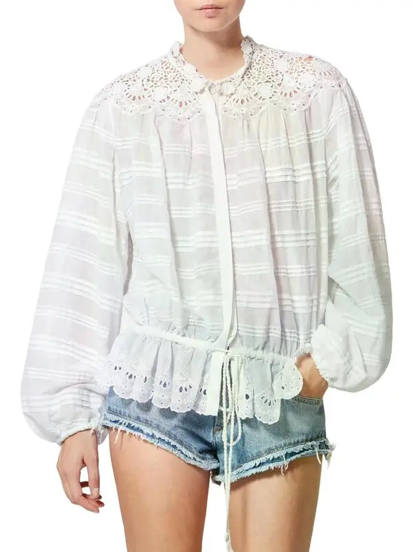 MARANT ETOILE Polly Embroidered Blouse - White