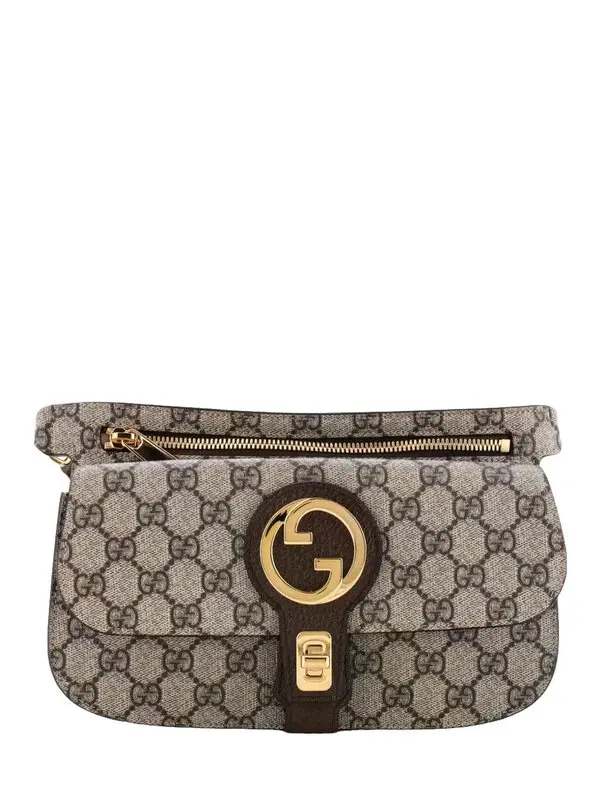 Gucci Blondie Flap Pocket Gg Coated Canvas Belt Bag - Brown