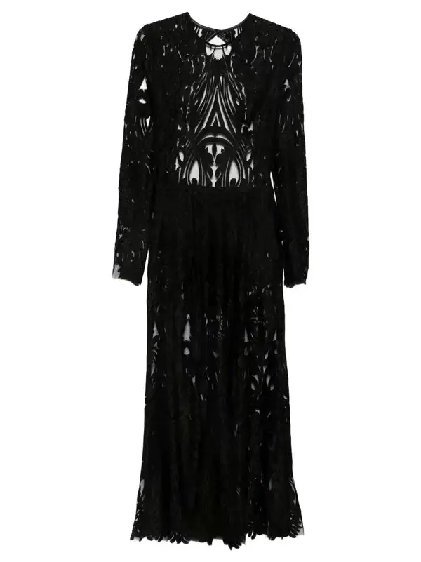 MIAU BY CLARA ROTESCU Floral-lace Maxi Dress - Black