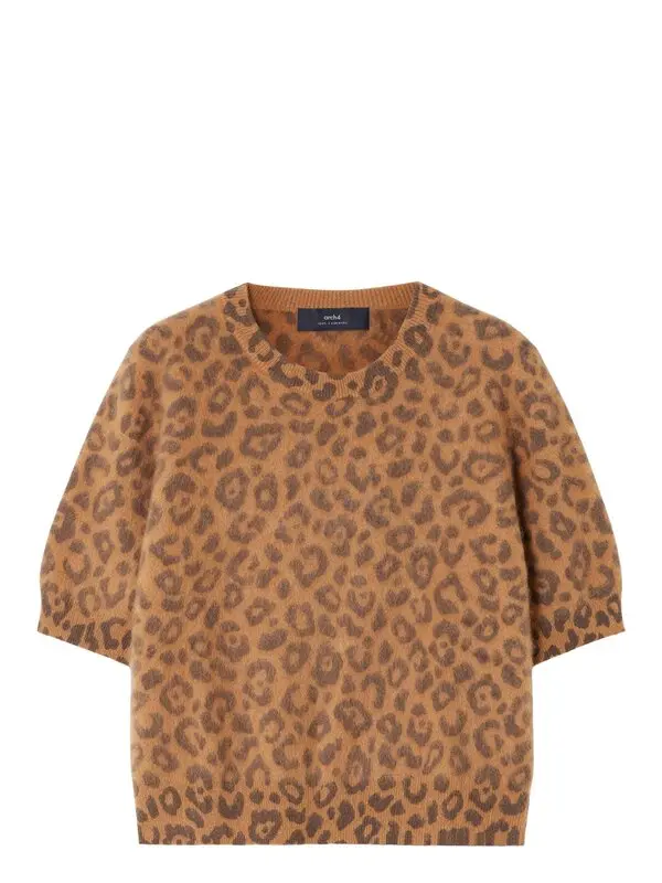 Arch4 Brushed Cashmere Leopard Sweater - Animal Print