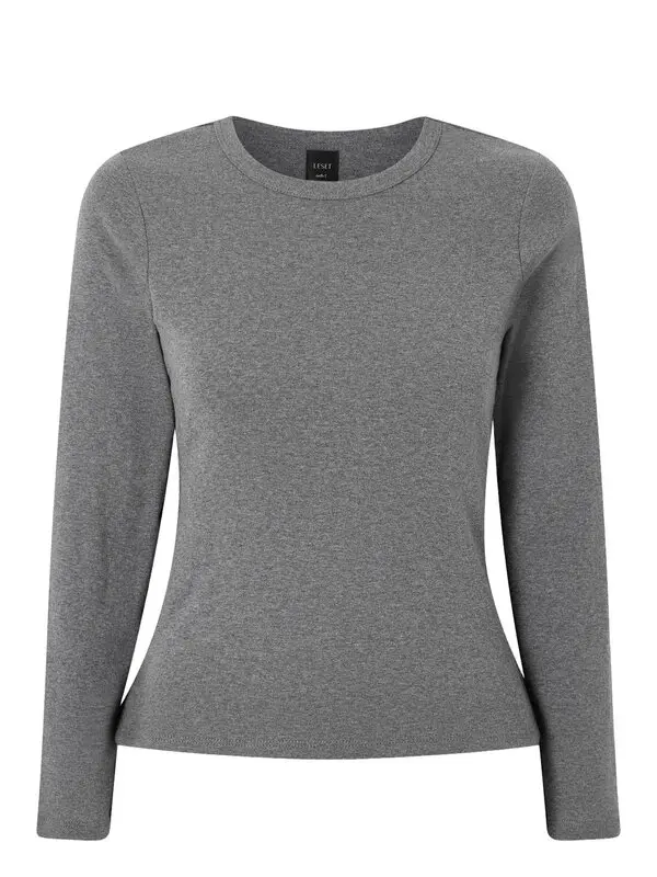 LESET Nando Cotton-jersey Top - Gray