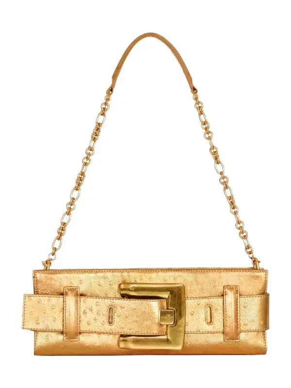 Balmain Anthem Belt-detail Clutch - Gold