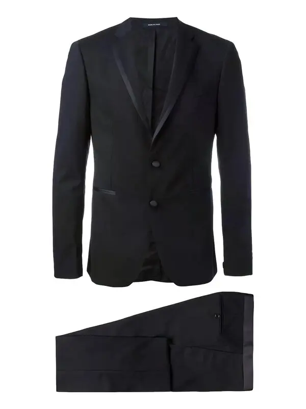 Tagliatore Contrast Trim Dinner Suit - Blue