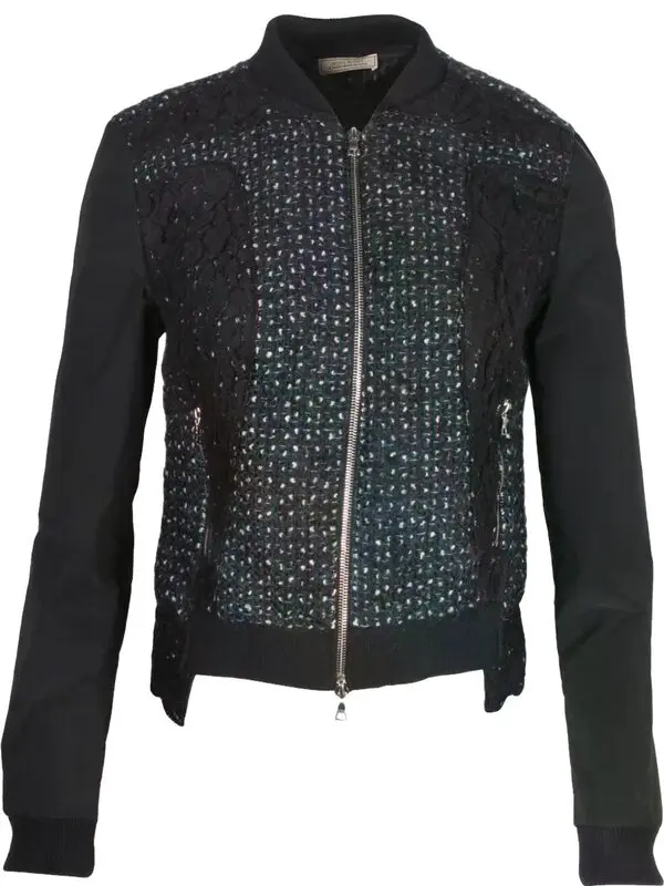 Nina Ricci Lace-panel Zip-up Bomber Jacket - Black