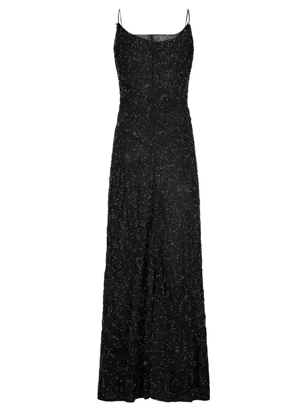 Rabanne Thin Straps Pearl Embroidery Dress - Black