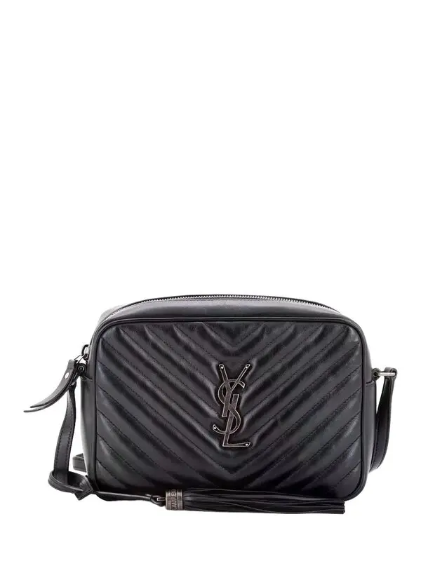Saint Laurent Lou Camera Matelasse Chevron Leather Small Crossbody Bag - Black