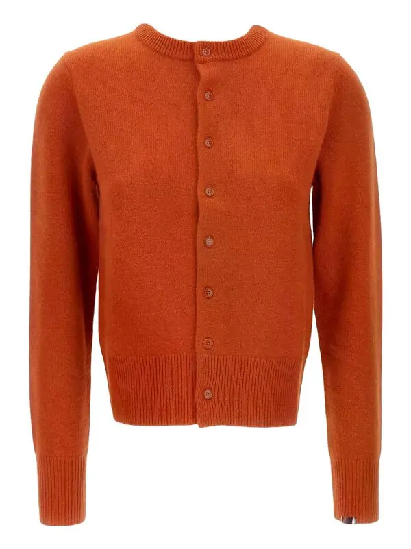 EXTREME CASHMERE X Crew-neck Ribbed Cardigan - Orange