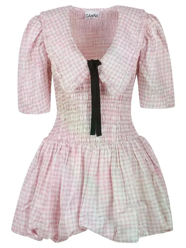 GANNI Check Mini Dress - Pink