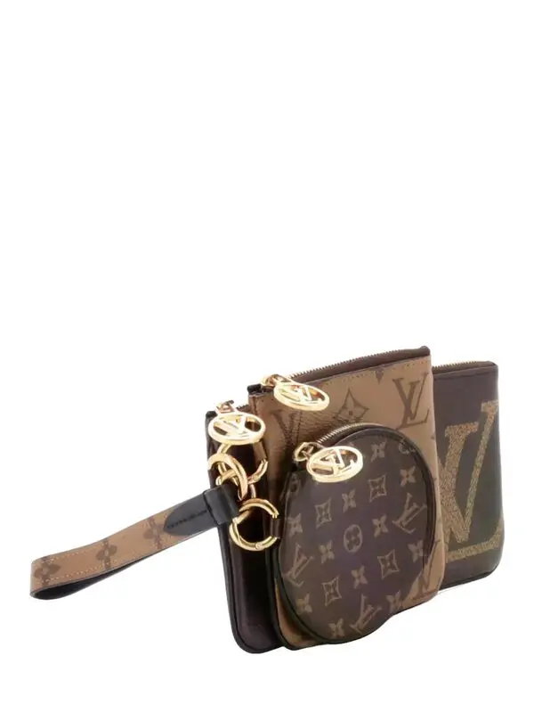 LOUIS VUITTON Trio Pouch Set Reverse Monogram Giant Clutch Bag - Brown