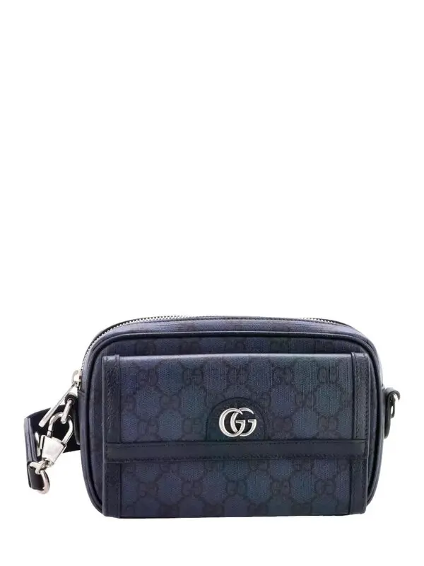 Gucci Ophidia Front Pocket Camera Bag Gg Coated Canvas Mini - Blue
