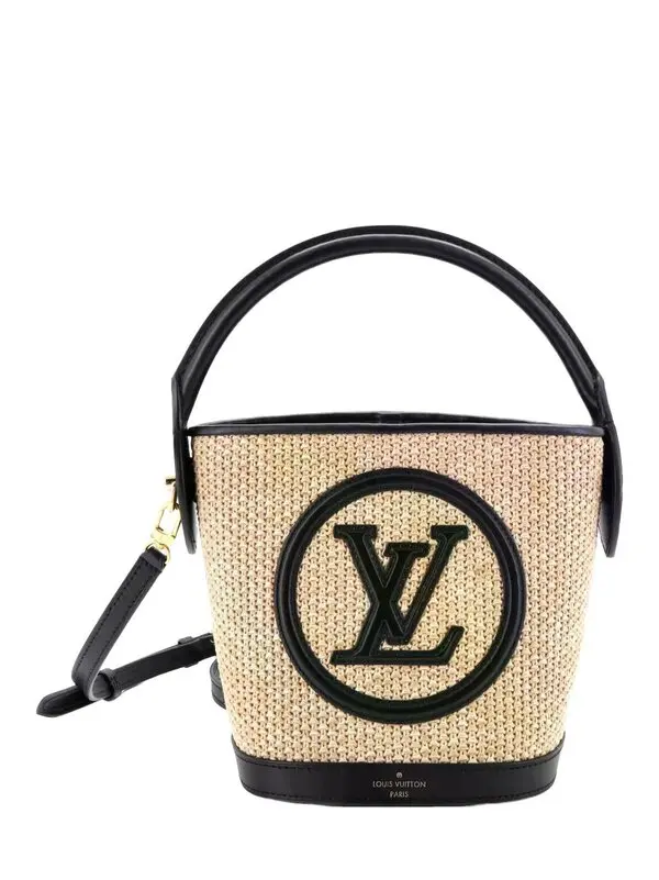 LOUIS VUITTON Petit Nm Raffia Bucket Bag - Black