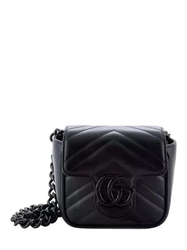 Gucci Gg Marmont Flap Matelasse Leather Mini Belt Bag - Black