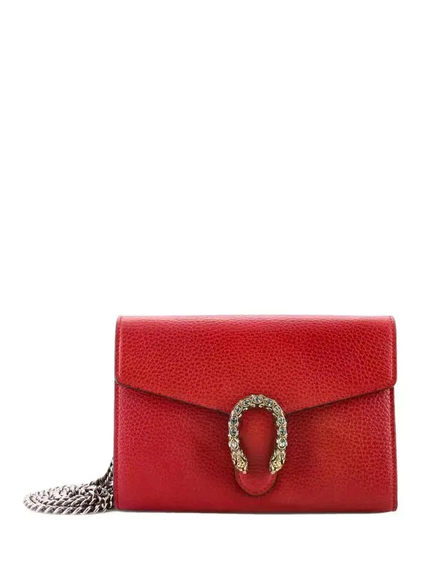 Gucci Dionysus Chain Wallet Leather Small Crossbody Bag - Red