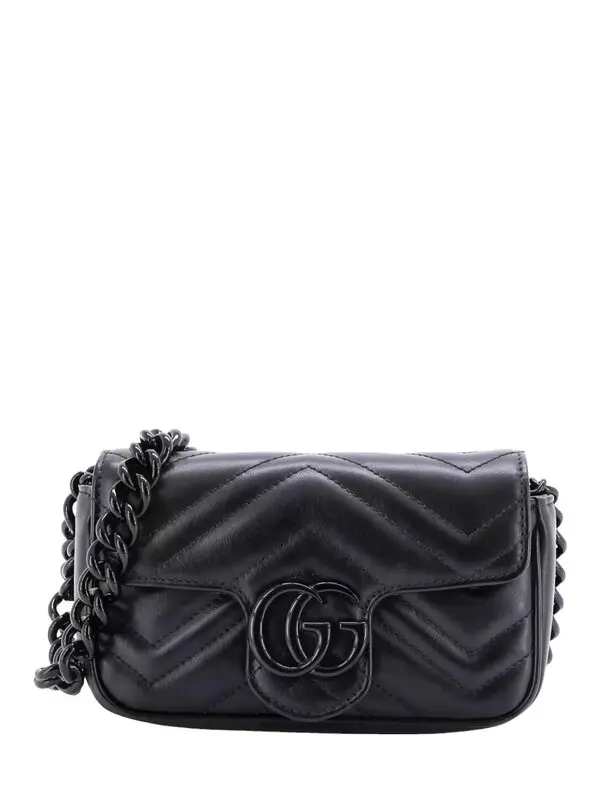 Gucci Gg Marmont Flap Matelasse Leather Belt Bag - Black