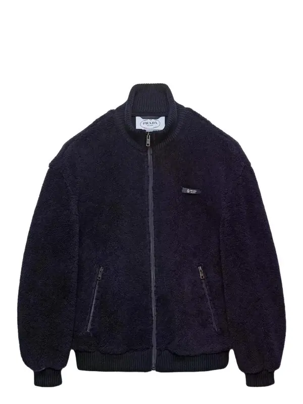 Prada Ribbed Logo-detail Jacket - Blue