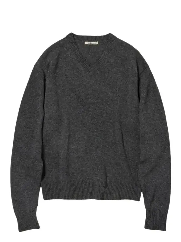 Auralee V-neck Cashmere Sweater - Grey