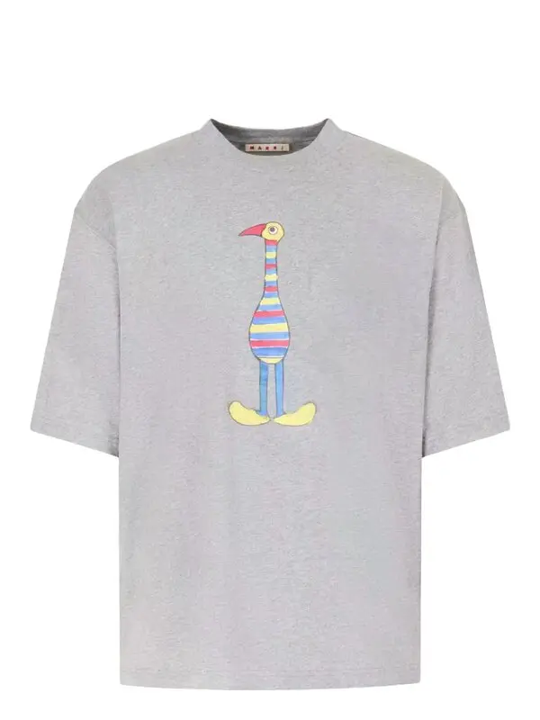 Marni Bird-print Short-sleeve T-shirt - Grey