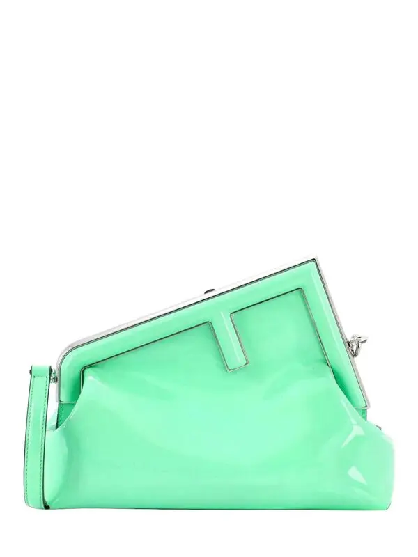Fendi First Bag Patent Midi Shoulder Bag - Green