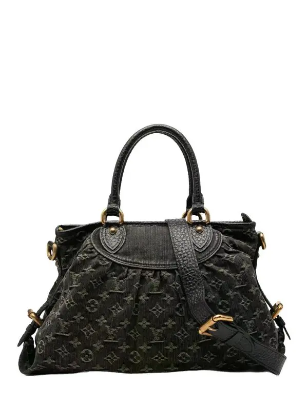 LOUIS VUITTON 2008 Monogram Denim Neo Cabby Mm Satchel - Black