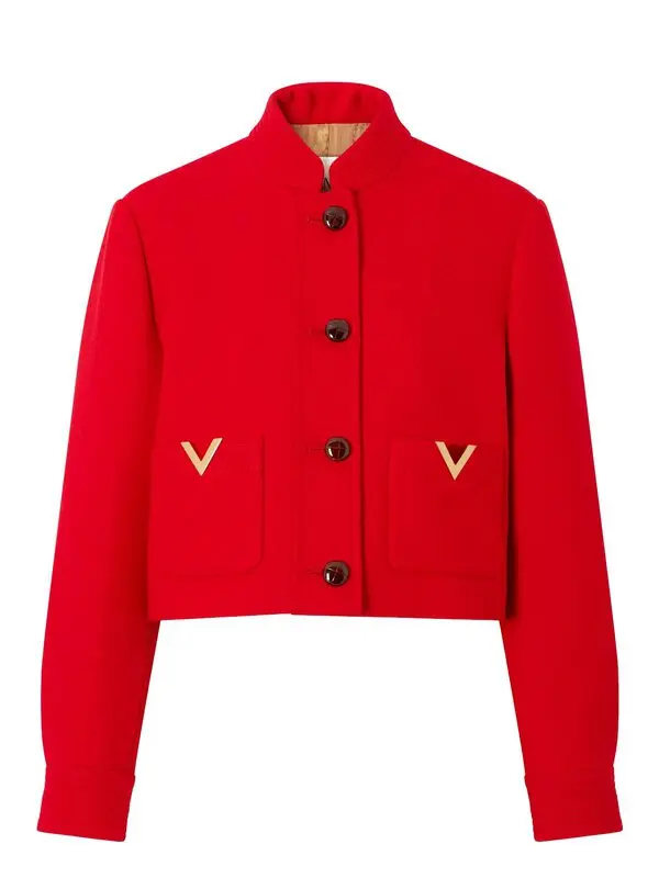 Valentino Garavani Embellished Wool And Silk-blend Drill Jacket - Red